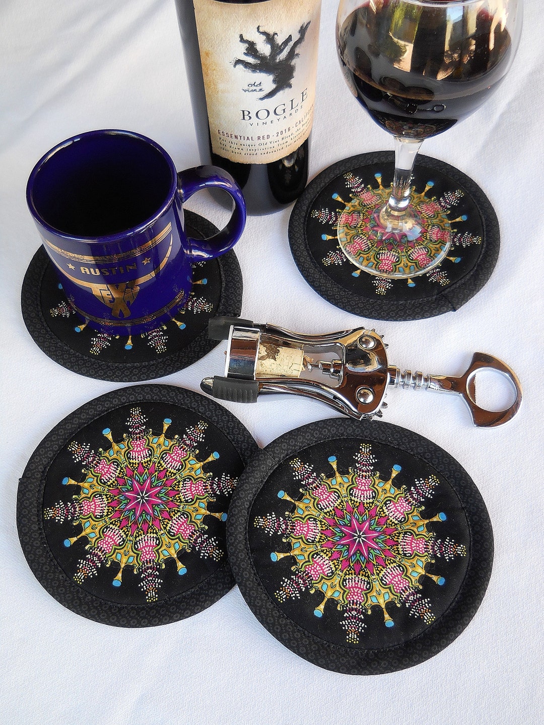 Quilted Mug Rug Beverage Soup Coasters, Set of 4 : Amazing ...