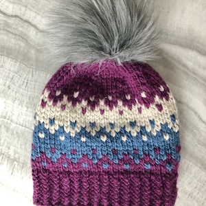 Quick Knit Fair Isle Hat Pattern Hat Beanie Knitted Pattern Fair-isle Pattern Bulky Knit Hat ...