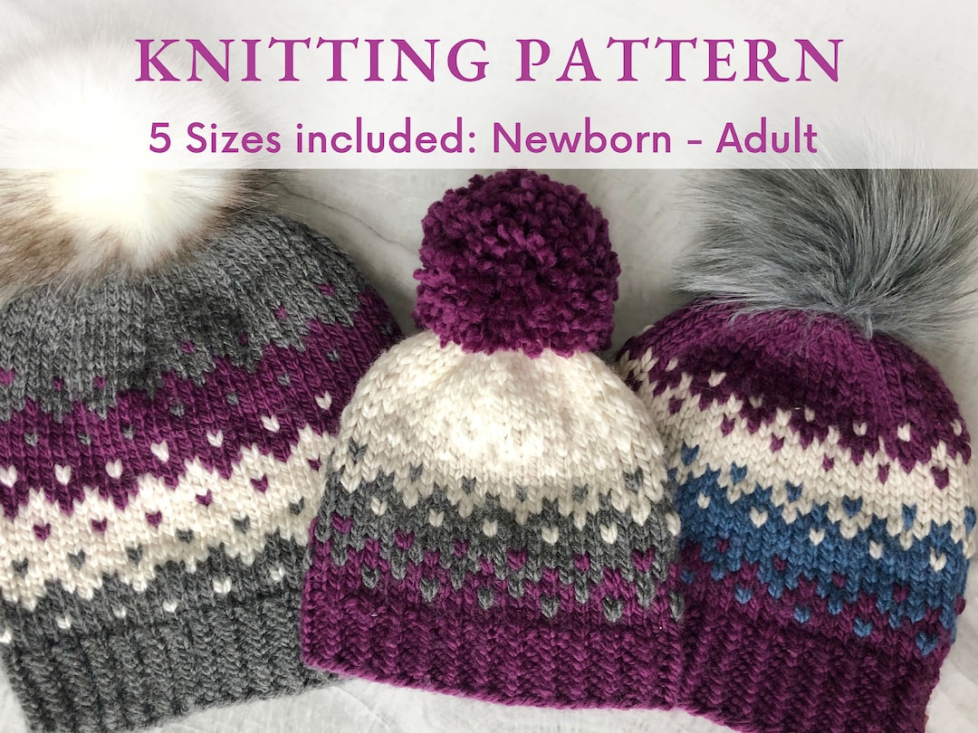 Quick Knit Fair Isle Hat Pattern Hat Beanie Knitted Pattern Fair-isle ...