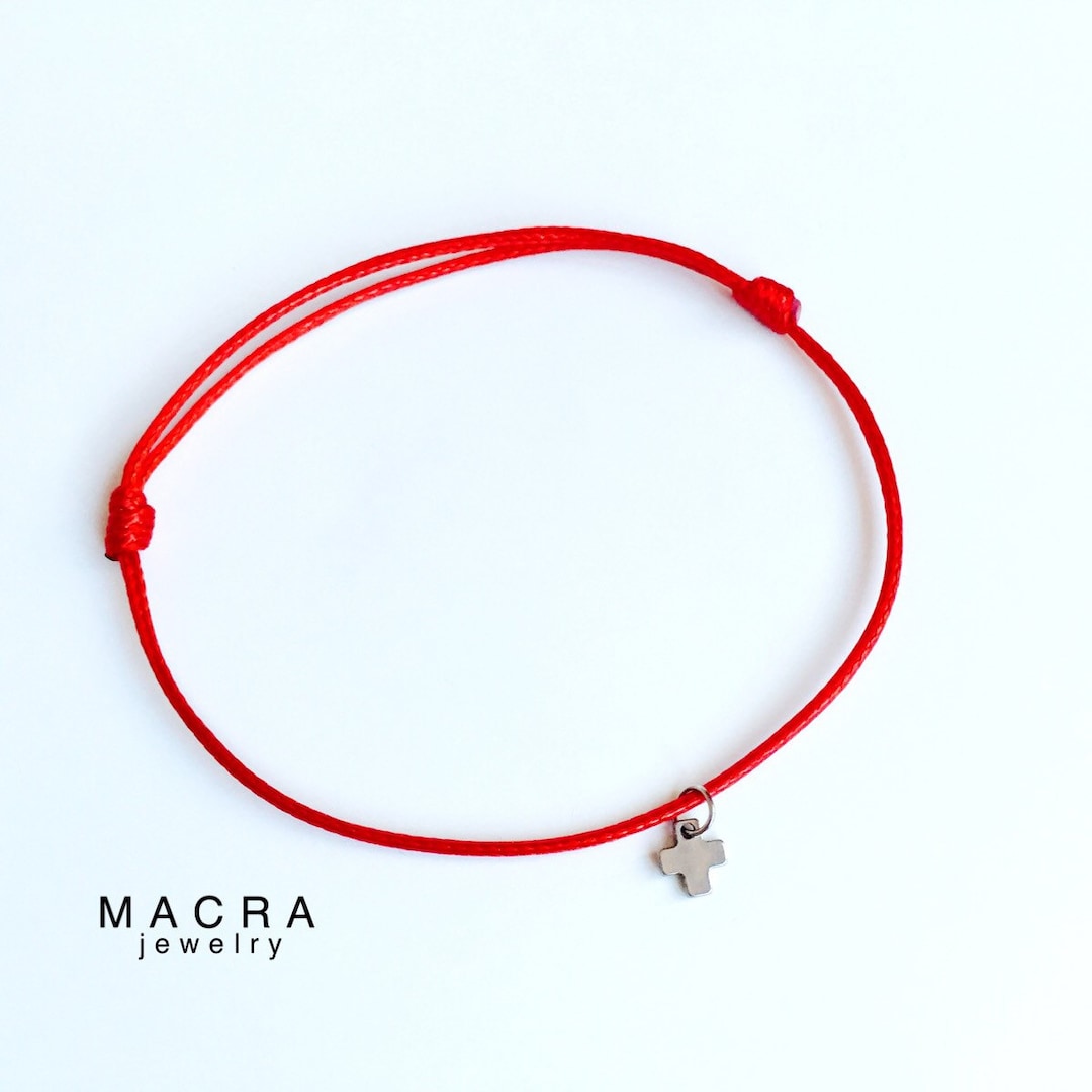Red String Bracelet With Stainless Steel Cross Charm. Red String ...