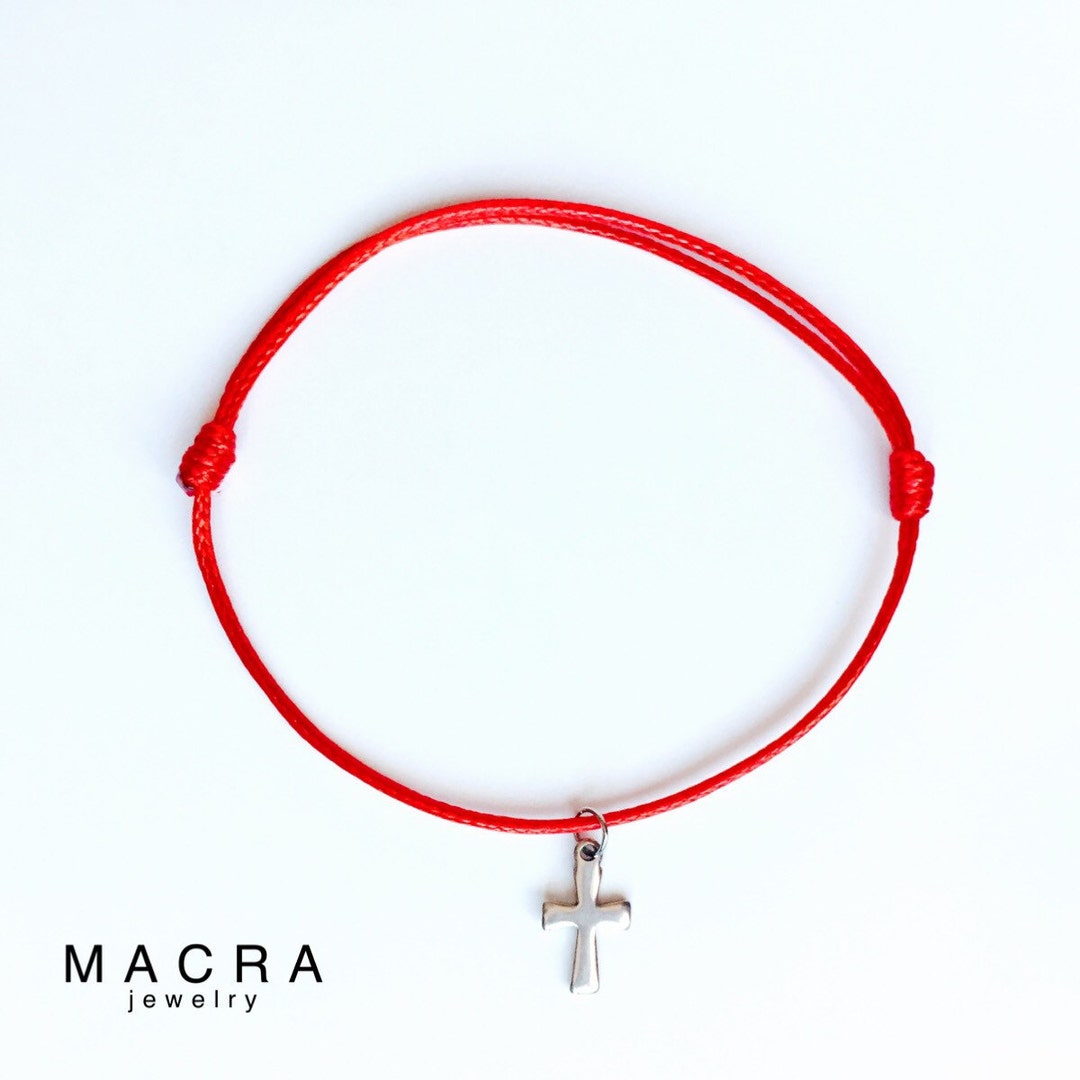 Red String Bracelet With Stainless Steel Cross Charm. Red String ...