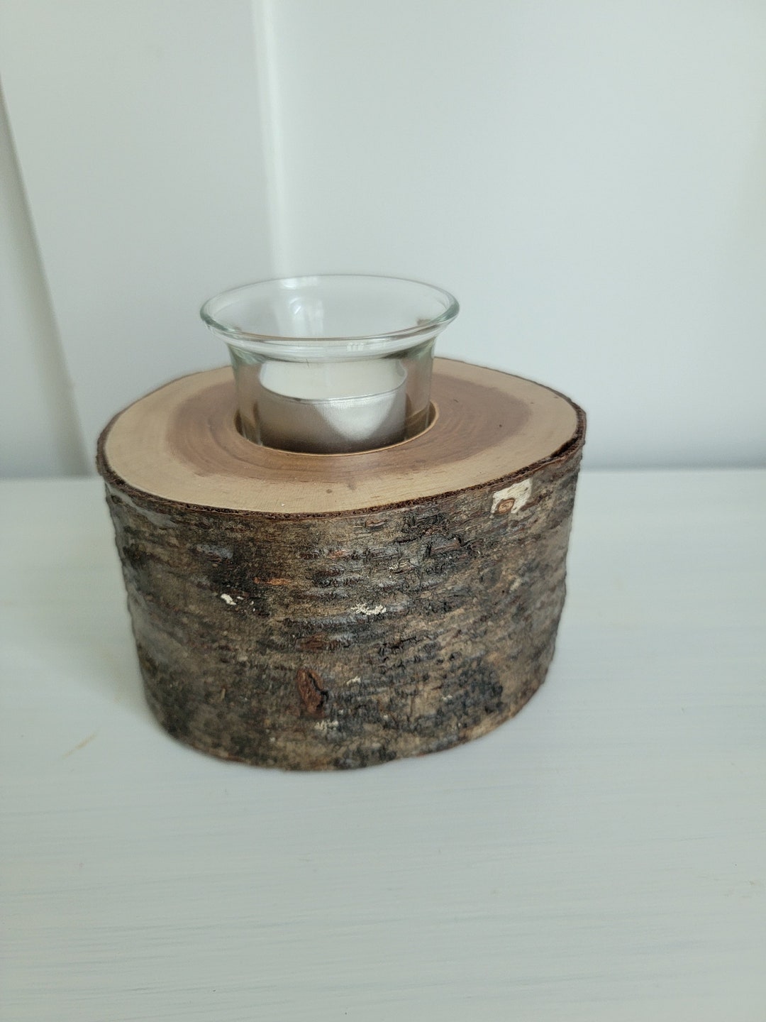 Wood Log Candle Holder, Rustic Log Candle, Single Candle Décor ...