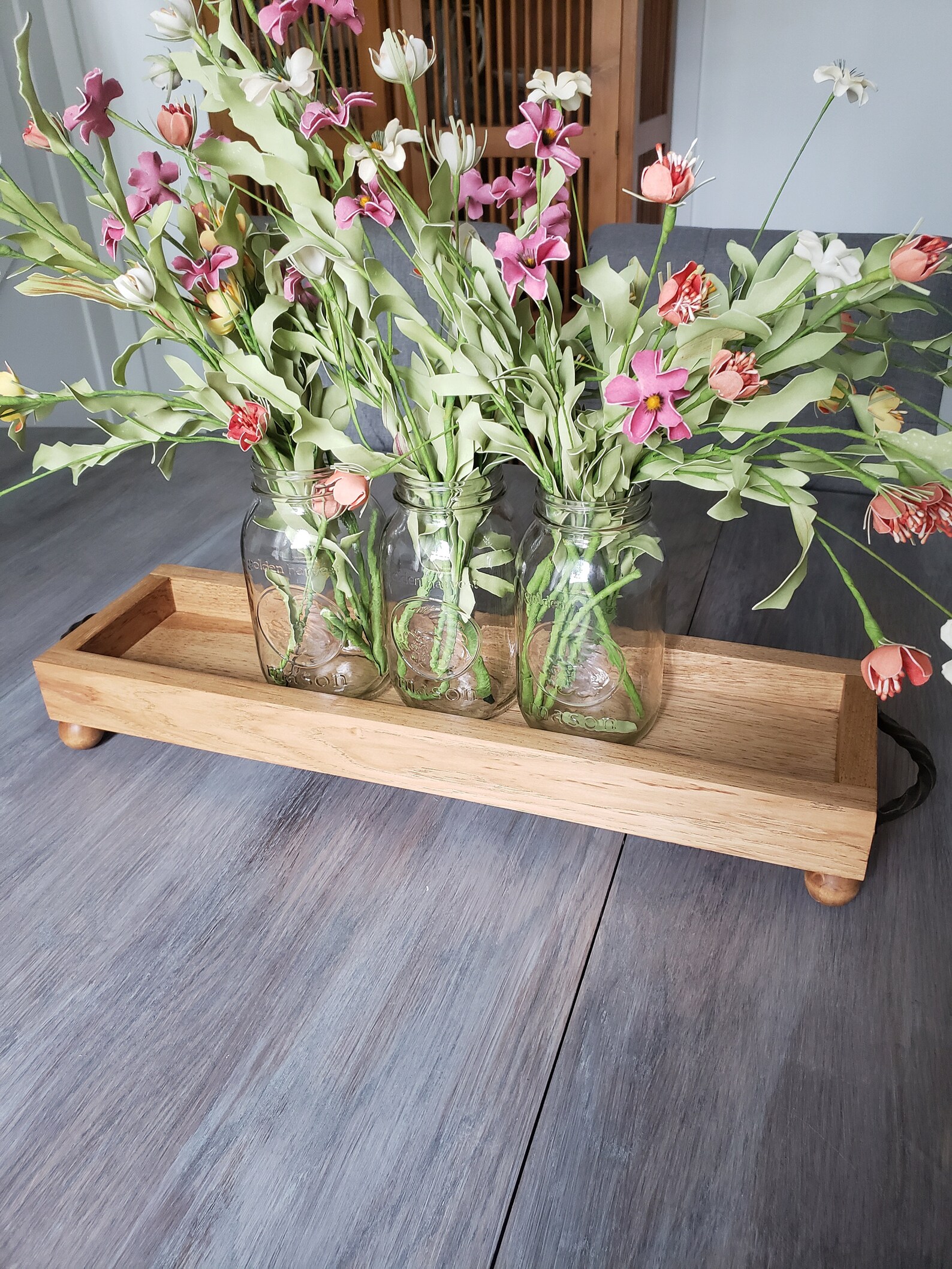 Wood Serving Tray Centerpiece Tray Hickory Wood Wood Tray - Etsy