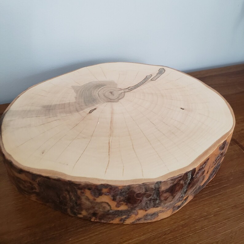 Live edge oak wood slice cake stand wedding pedestal | Etsy