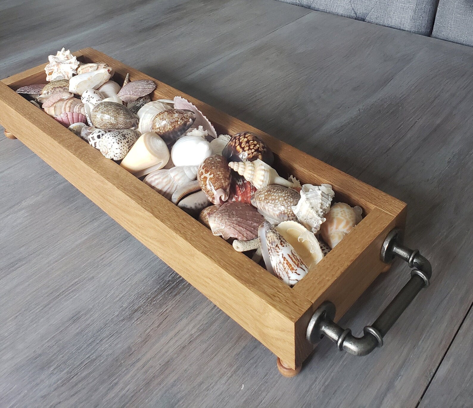 Raised Wood Serving Tray Centerpiece Tray Wood Tray With - Etsy