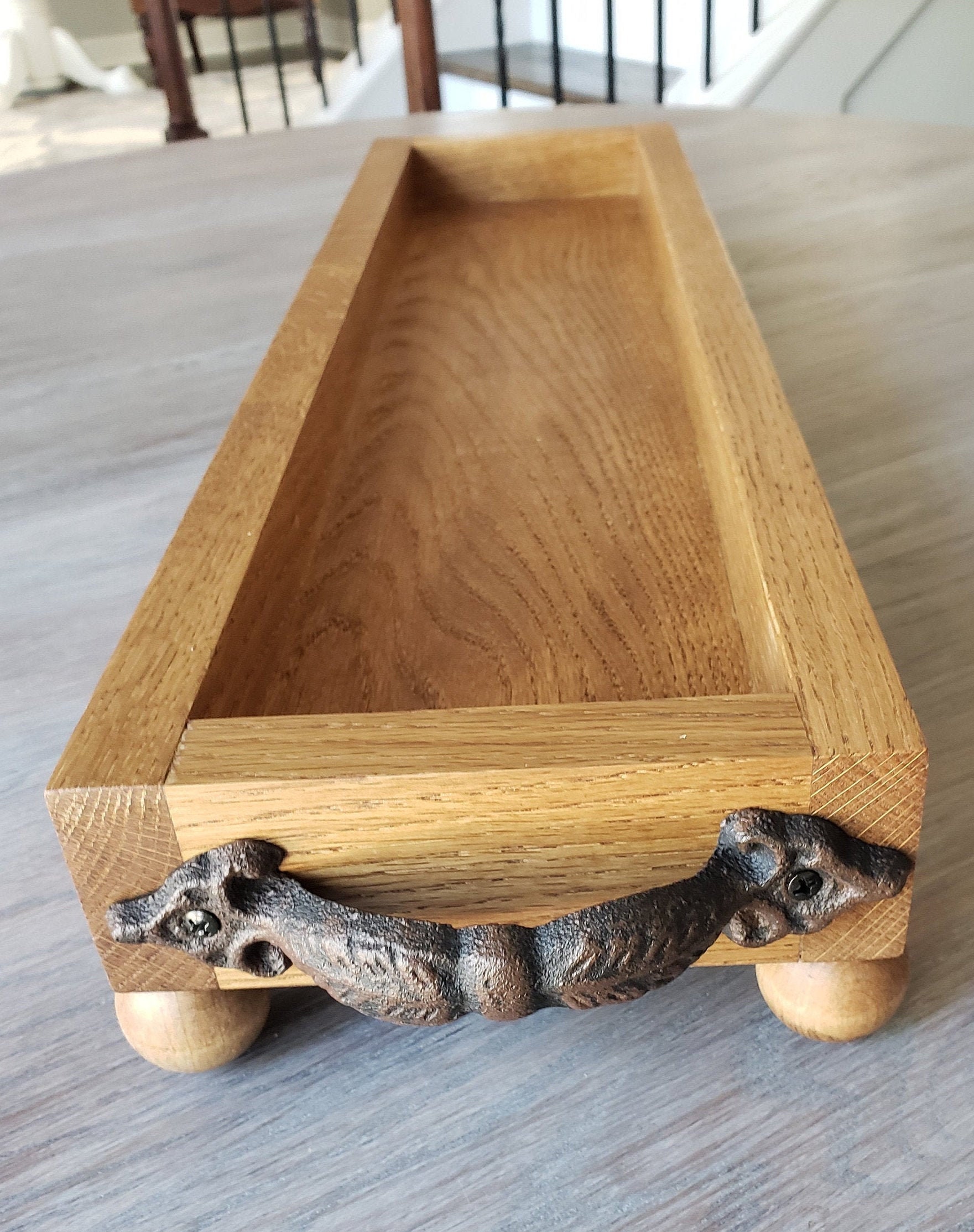 Wood Serving Tray With Handles Raised Oak Wood Tray Centerpiece Tray Decorative Tray With Legs Serving Tray Charcuterie Board Tray Etsy UK