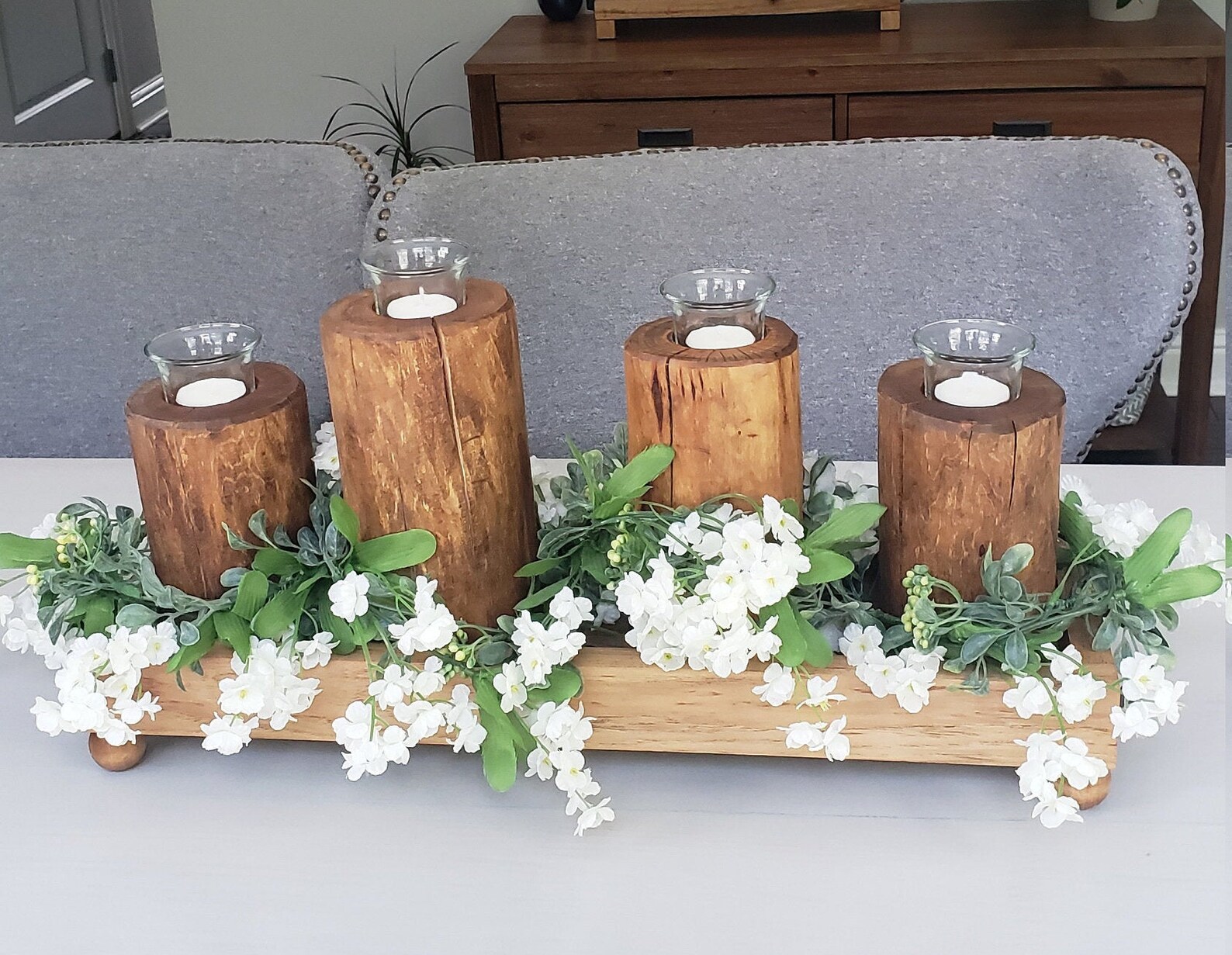 Wood Serving Tray Centerpiece Tray Hickory Wood Wood Tray - Etsy