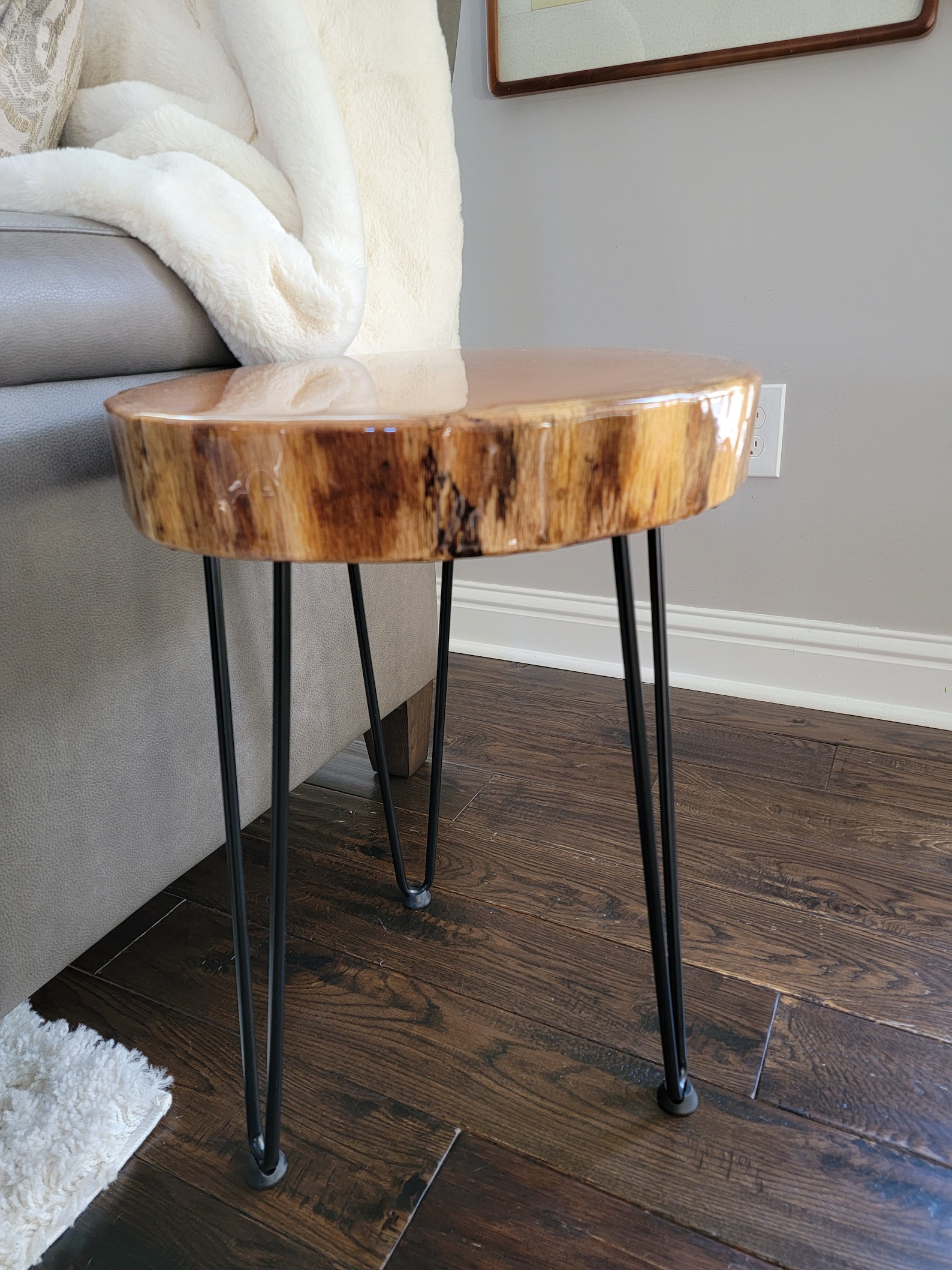 Wood Slice End Table Live Edge Wood End Table Hairpin Legs - Etsy