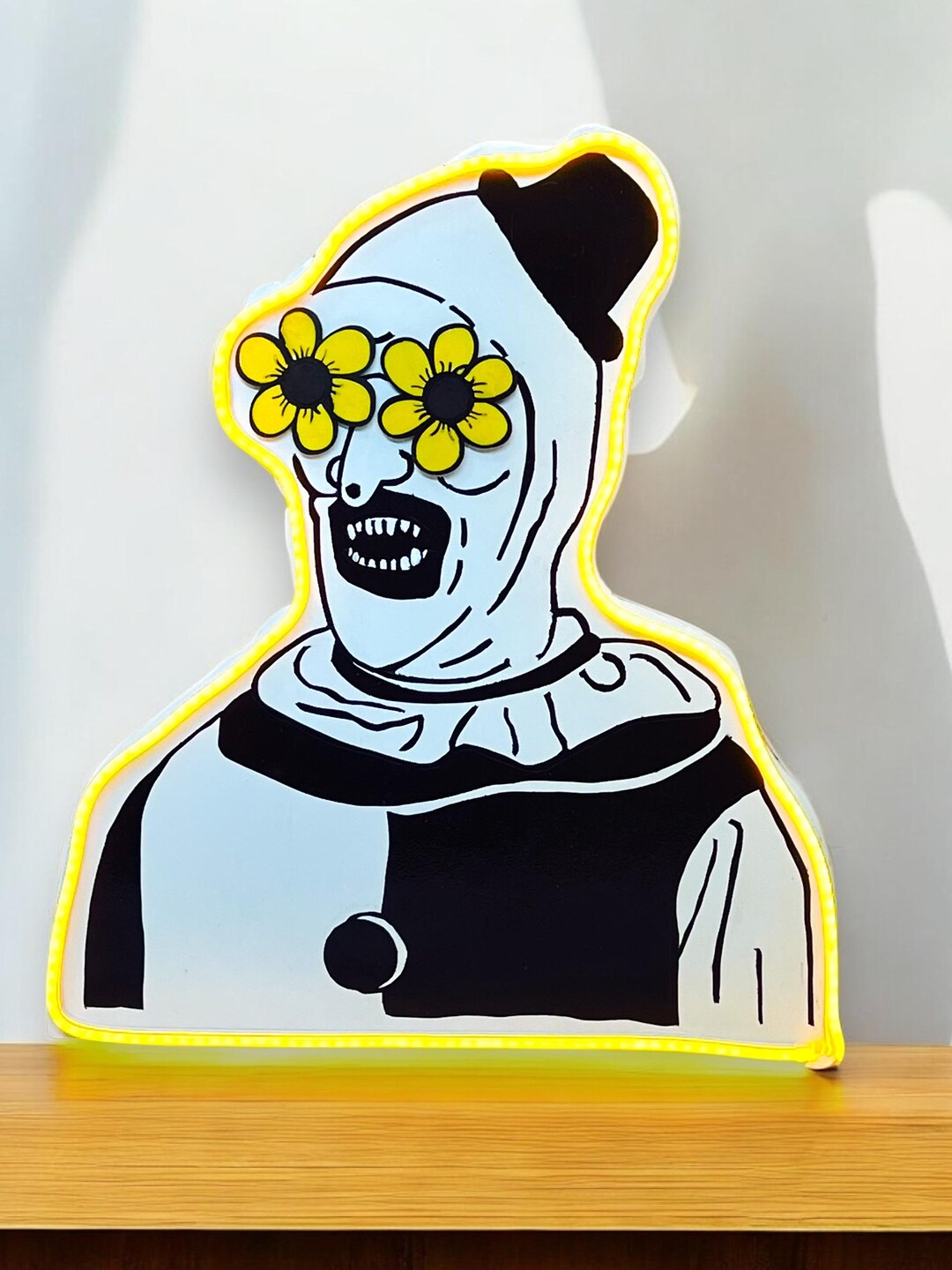 Art the Terrifier Halloween Yellow LED Neon Sign Wall Art Yellow Daisy ...