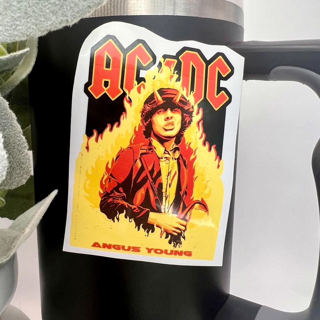 AC/DC Angus Young Sticker Rock N Roll Icon Water Bottle Decal or Laptop ...