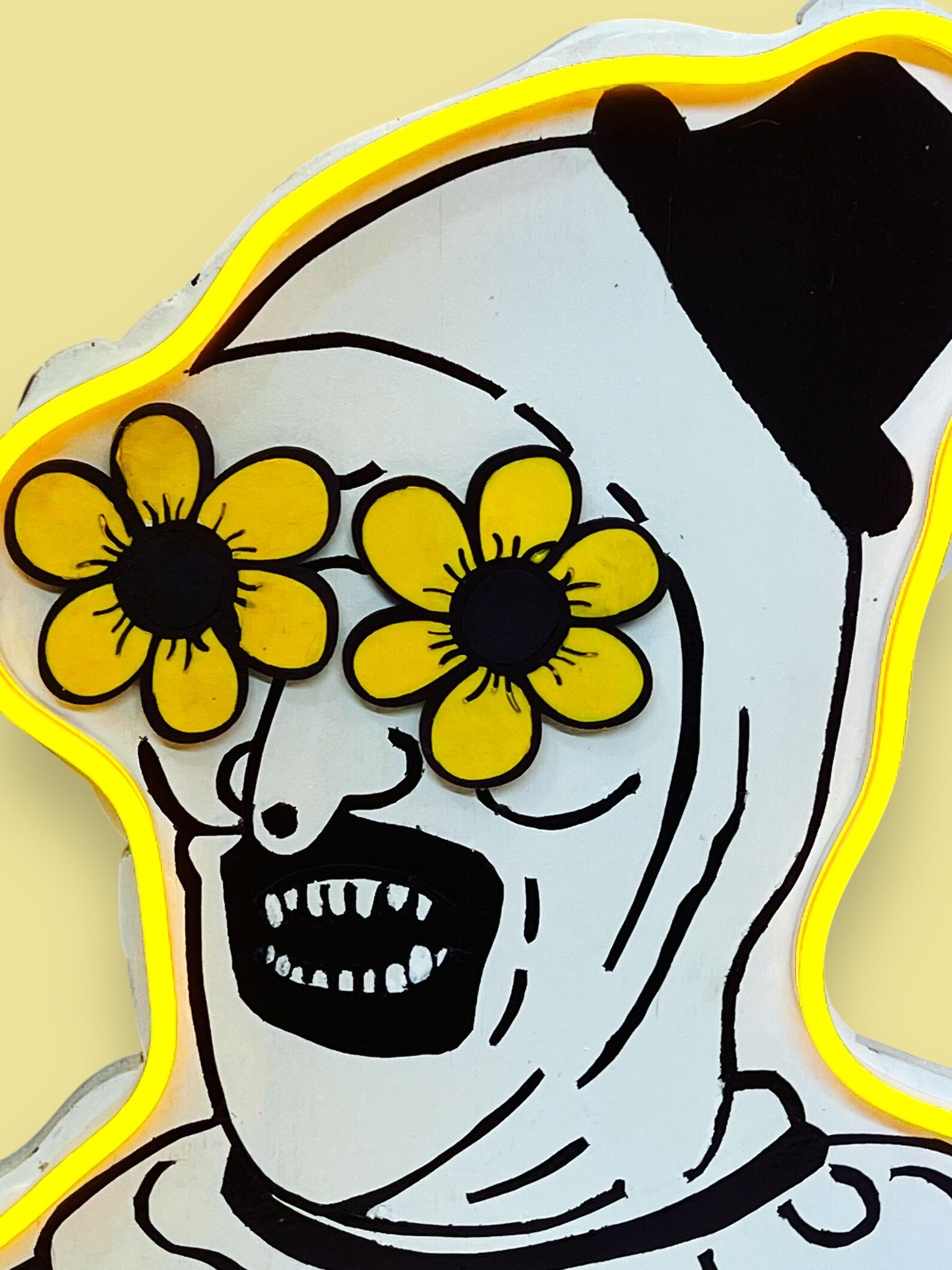 Art the Terrifier Halloween Yellow LED Neon Sign Wall Art Yellow Daisy ...
