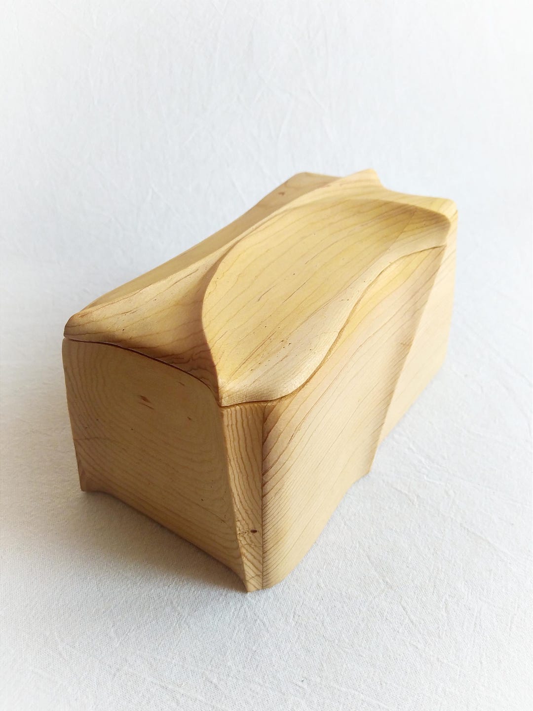 Sculpted Handmade Cedar Box, Handcarved Wooden Decor, Minimalist ...