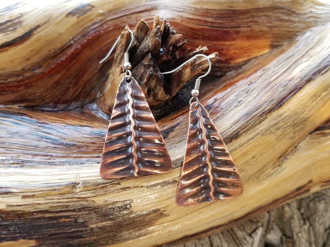 Fold Formed Copper Corrugated Ear Rings - Etsy