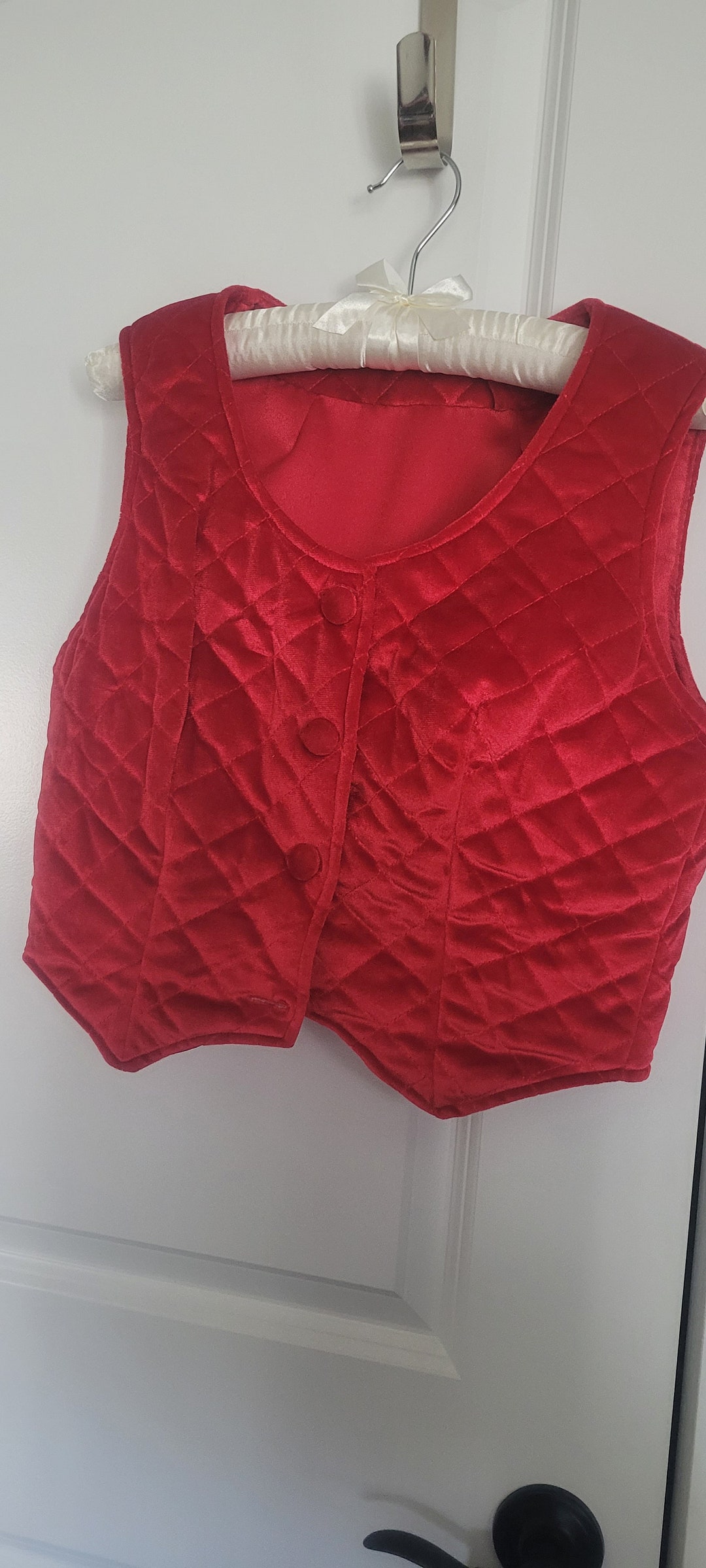 Red Velvet Satin Lined Vest - Etsy