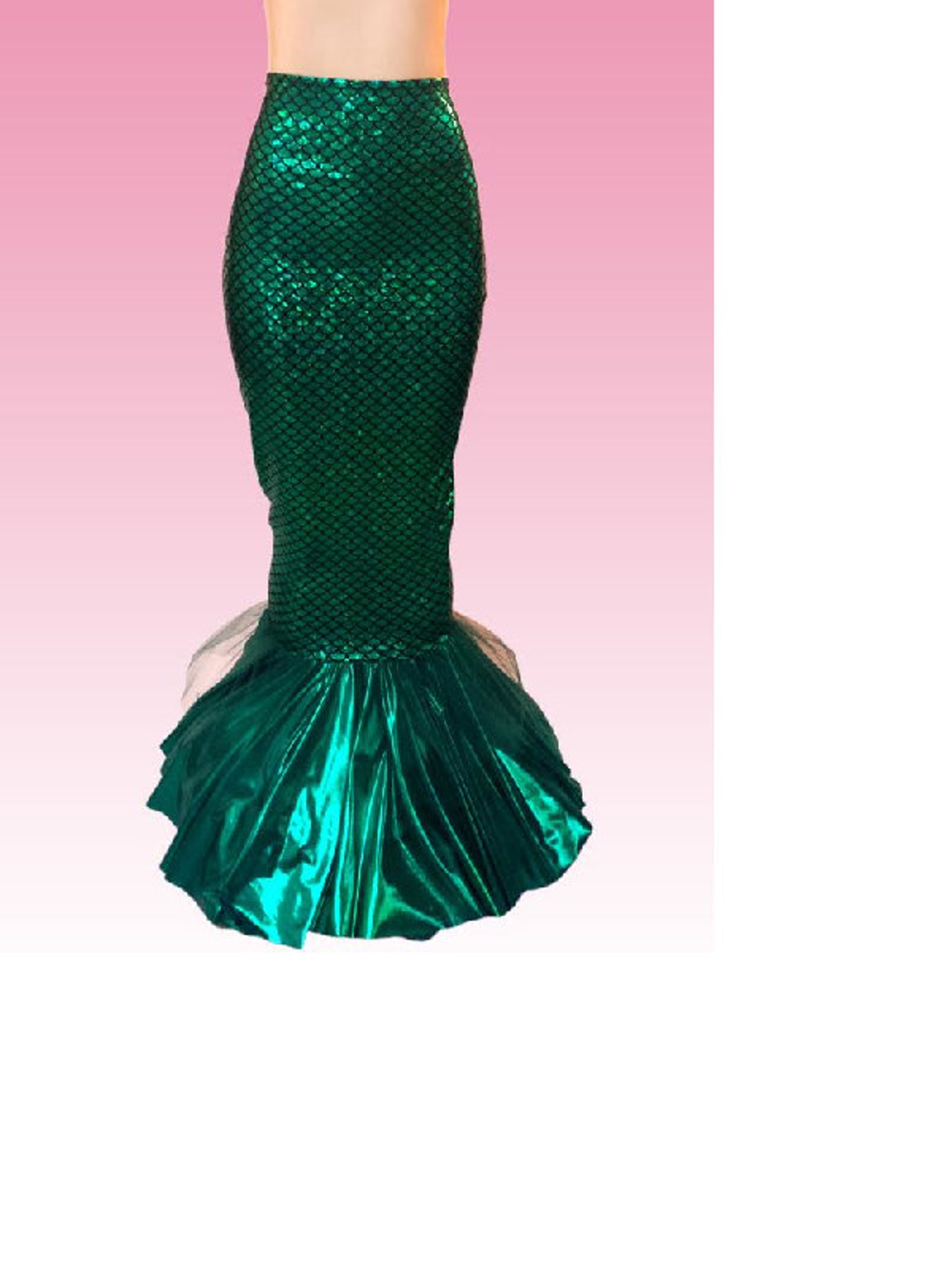 Deluxe Hi Waisted Mermaid Skirt With Contrasting Ruffle and Tulle for ...