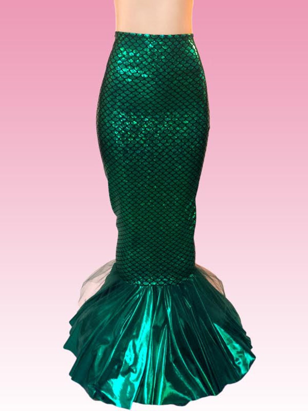 Deluxe Hi Waisted Mermaid Skirt With Contrasting Ruffle and Tulle for ...