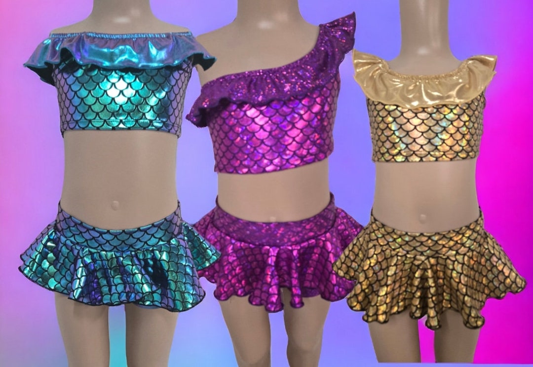 Mermaid Ruffle Crop Tankini / Mermaid Bikini / Mermaid Bathing Suit ...