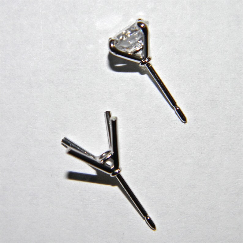 Platinum Stud Earrings Mountings. Pair of Blank Hand-made Platinum ...