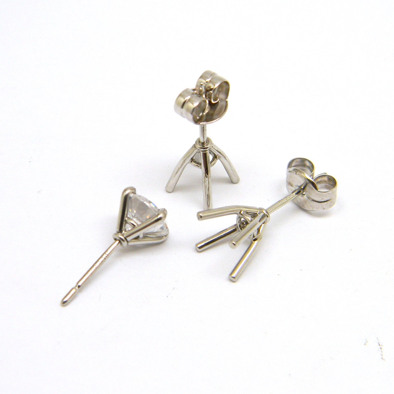Platinum Stud Earrings Mountings. Pair of Blank Hand-made Platinum ...