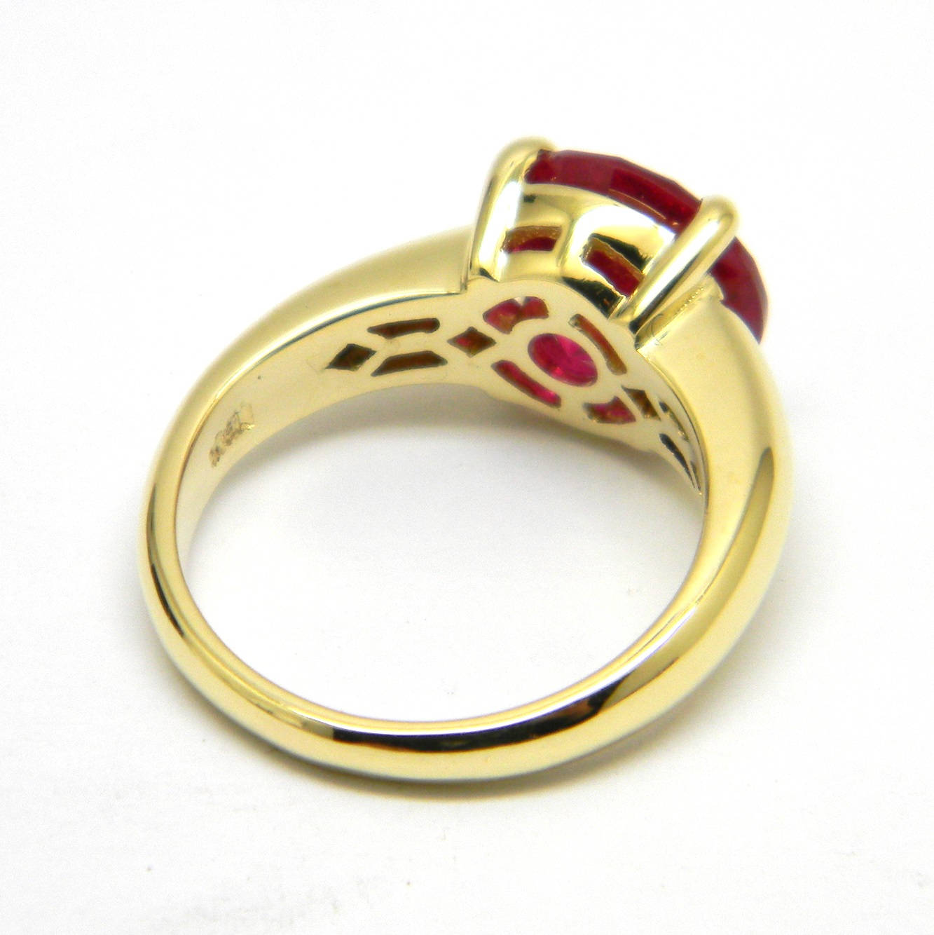 18K Yellow Gold 10mm Reconstructed Ruby Solitaire Ring,solid 750 Gold ...