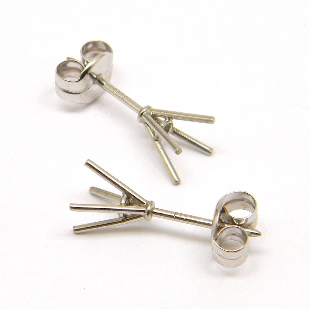 Platinum Stud Earrings Mountings. Pair of Blank Hand-made Platinum ...