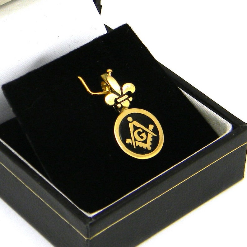 Freemason 18k Yellow Gold Enameled Medal Fleur De Lis - Etsy