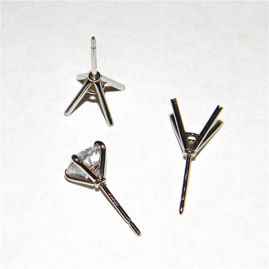 Platinum Stud Earrings Mountings. Pair of Blank Hand-made Platinum ...