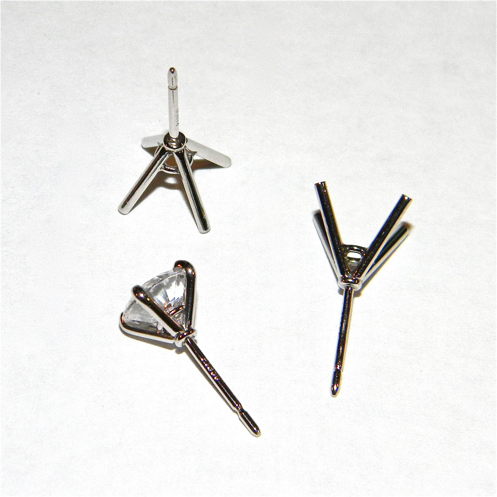 Platinum Stud Earrings Mountings. Pair of Blank Hand-made Platinum ...