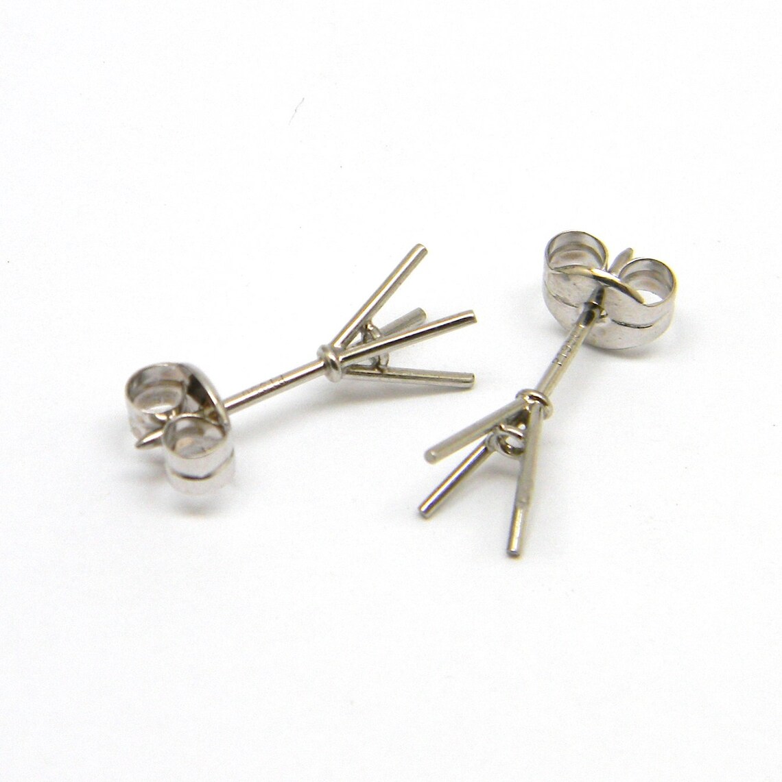 Platinum Stud Earrings Mountings. Pair of Blank Hand-made Platinum ...