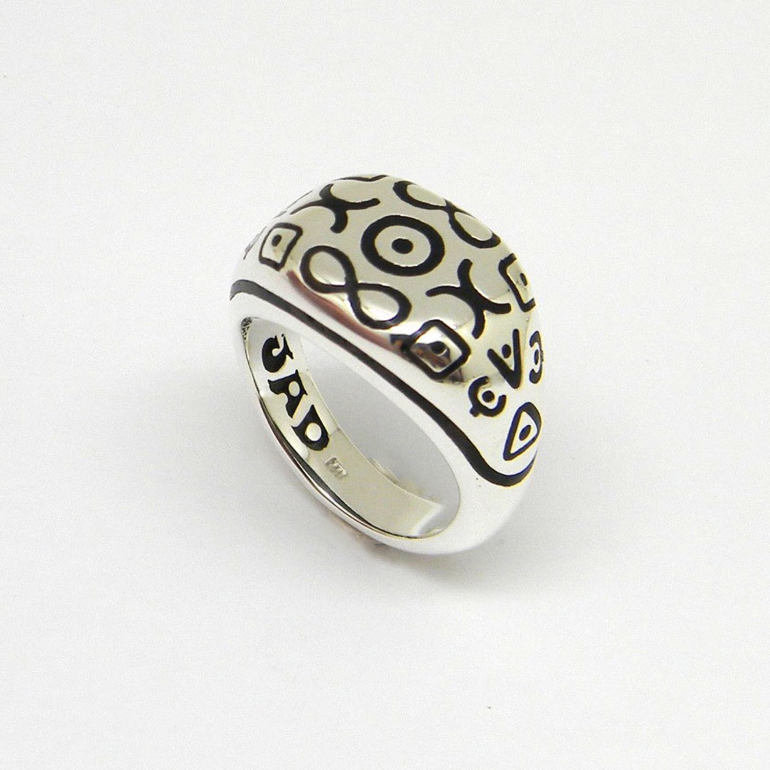 Sterling Silver 925 Alien UFO Roswell Script Enamel Signet Ring - Etsy
