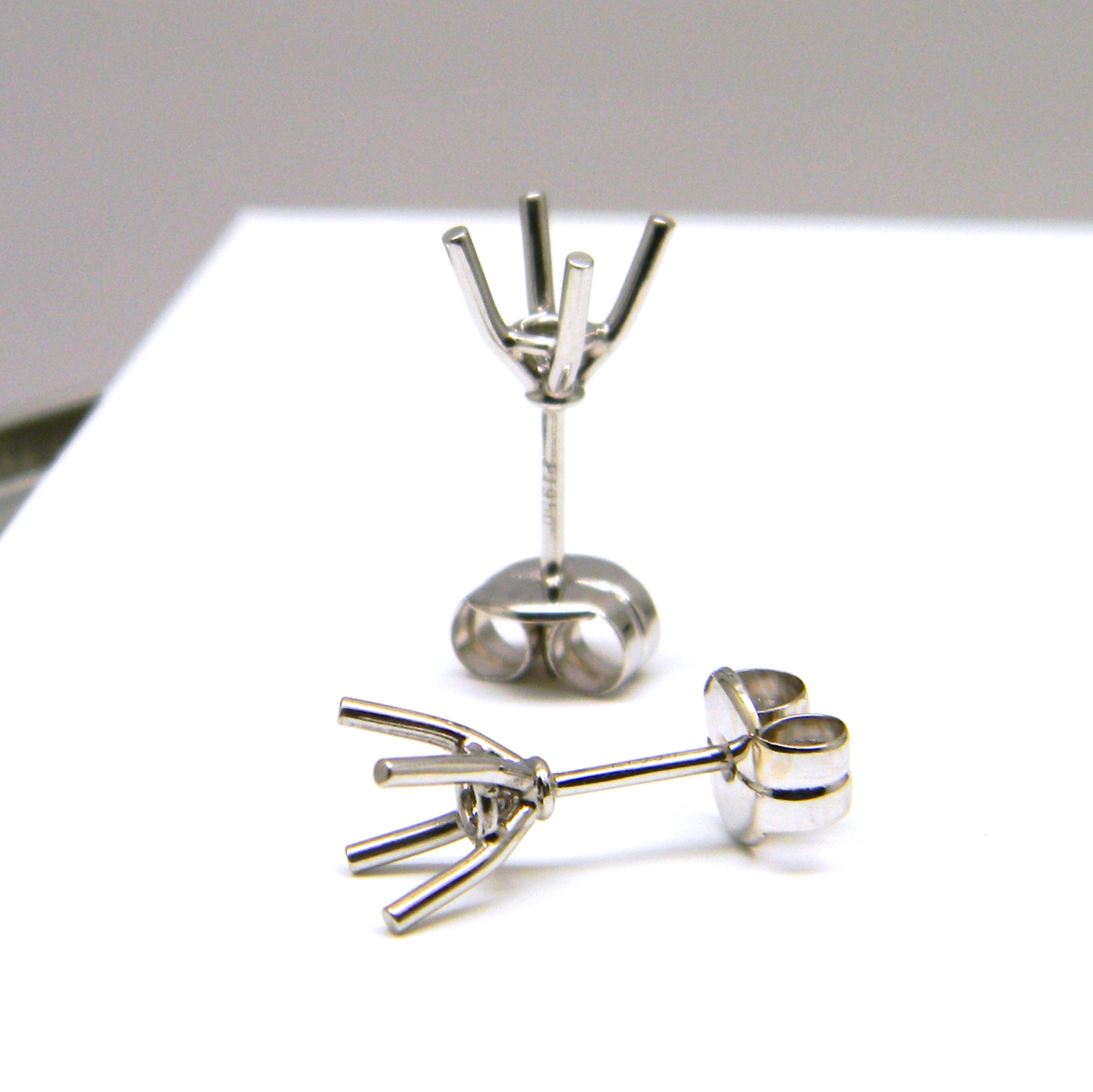 Platinum Stud Earrings Mountings. Pair of Blank Hand-made Platinum ...