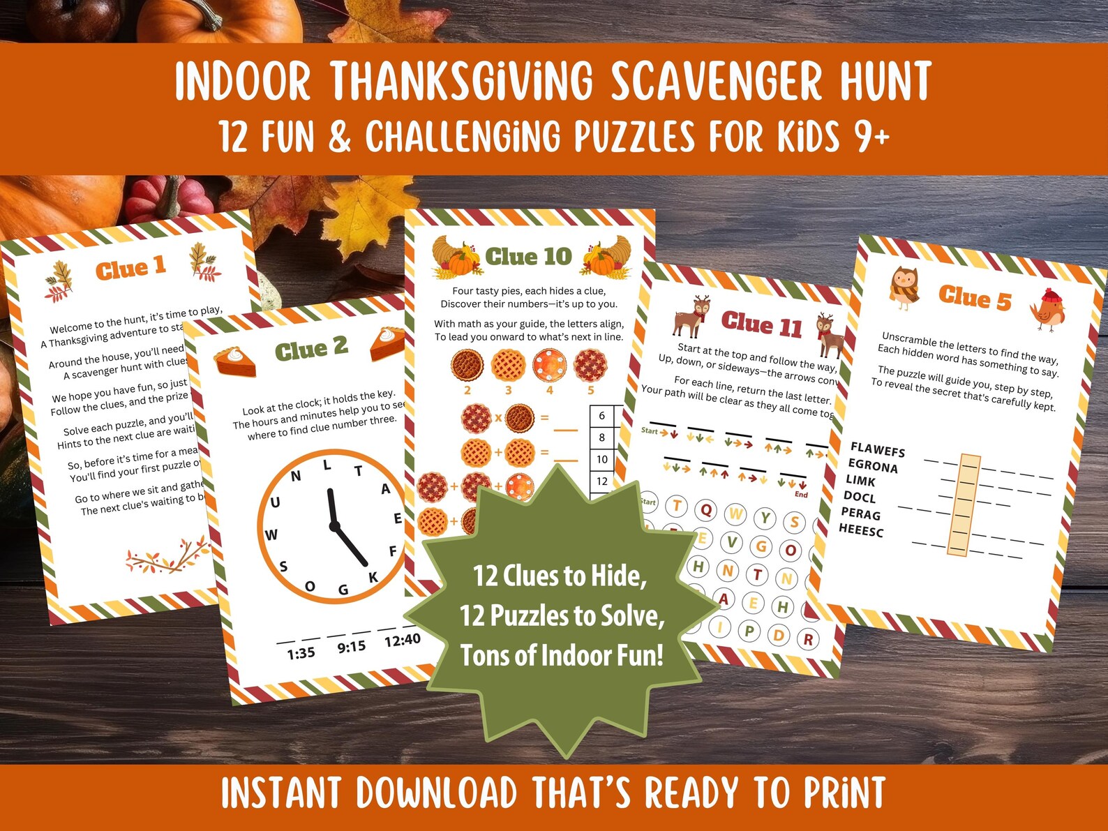 Printable Thanksgiving Scavenger Hunt | Indoor Adventure for Kids ...