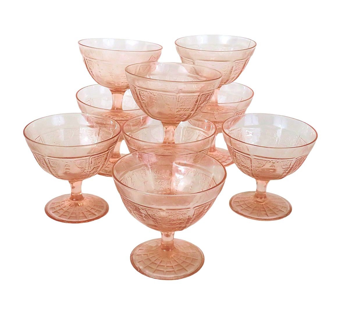 Eight Pink Depression Glass Princess Sherbet Dishes - Etsy