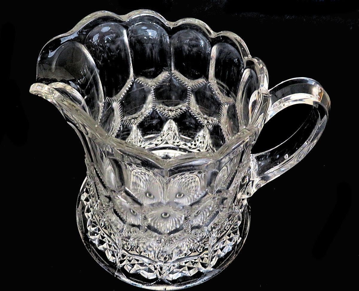 Antique EAPG Pattern Glass Pitcher Sawtooth Honeycomb Chicken Wire - Etsy