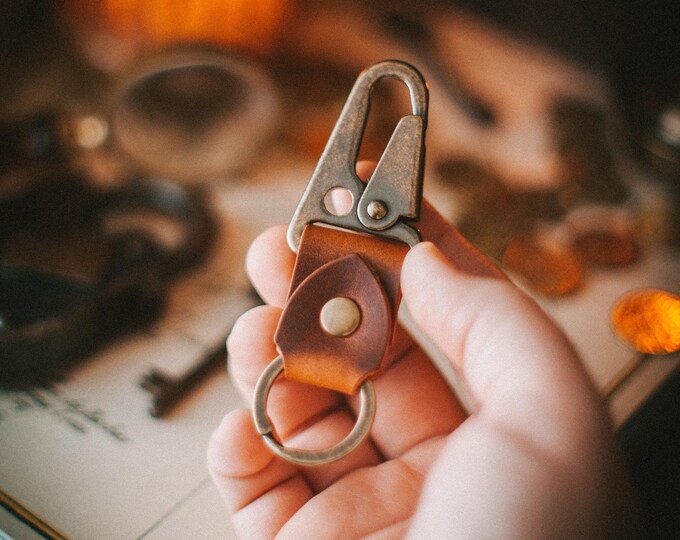 English Tan Dublin & Antique Brass Keychain Horween English Tan Dublin ...