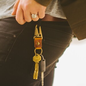 English Tan Dublin & Antique Brass Keychain Horween English | Etsy