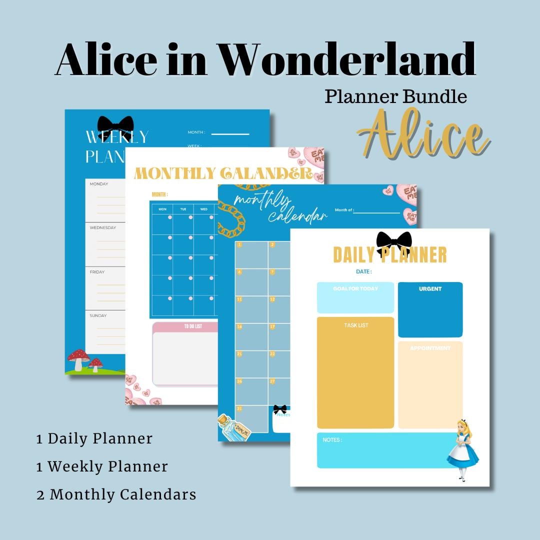 Alice - Animated Alice in Wonderland Planner Bundle | Digital Download ...