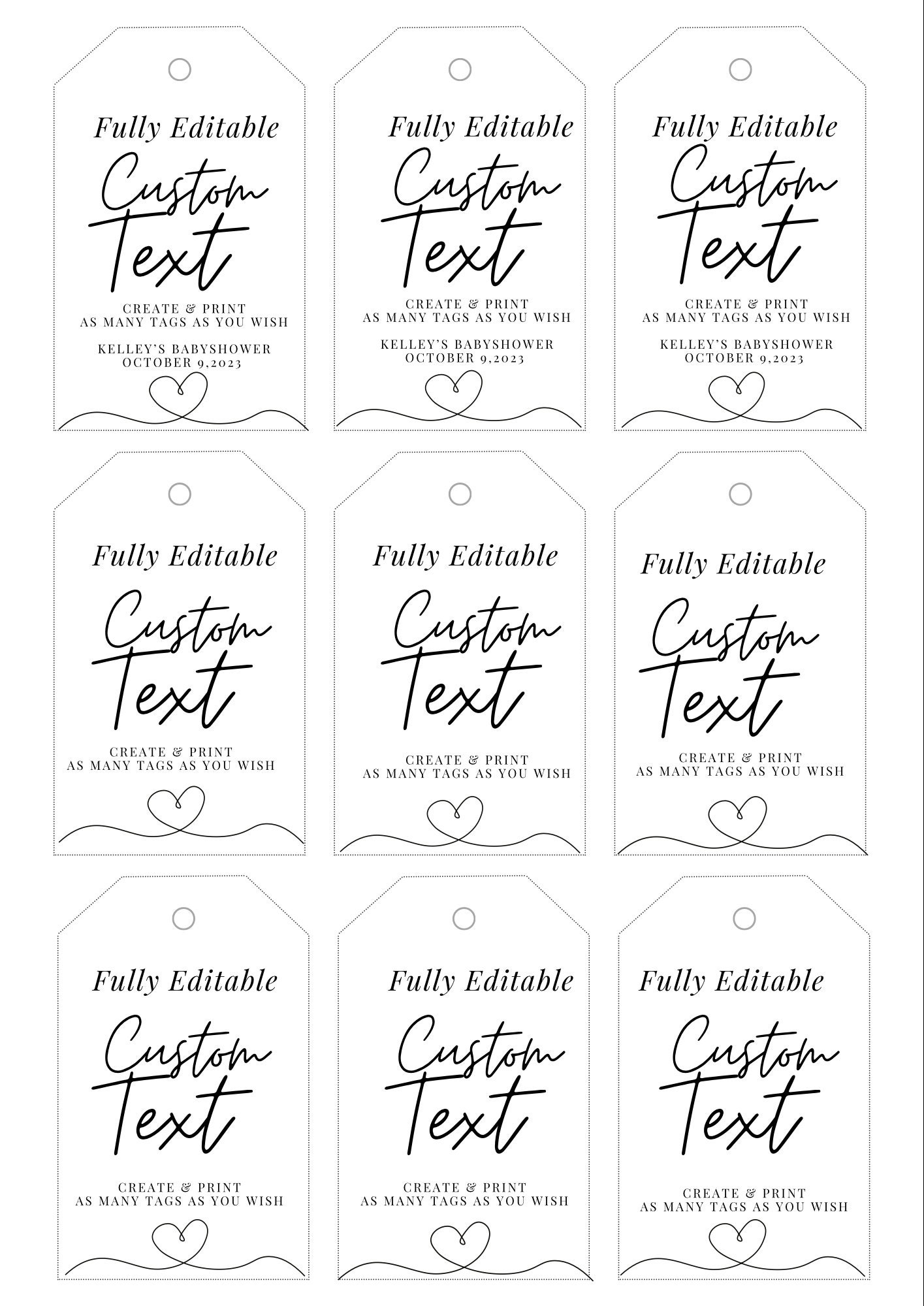 Editable Tags- Instant Download - Etsy