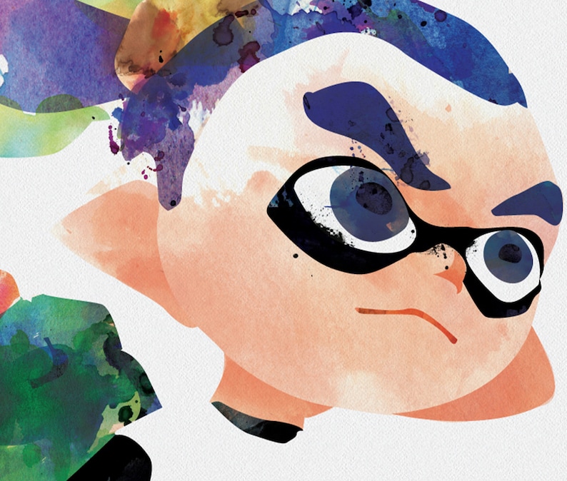 INKLING BOY Poster Inspired by Splatoon. Watercolor Giclée - Etsy