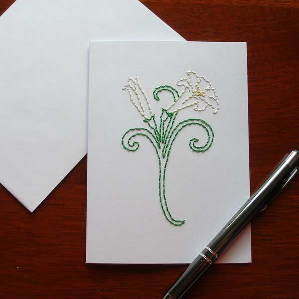 Embroidered Card - Etsy