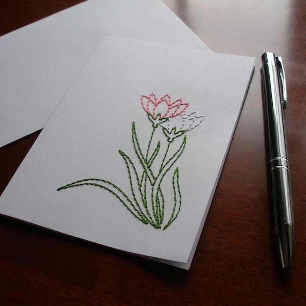 Embroidered Card - Etsy