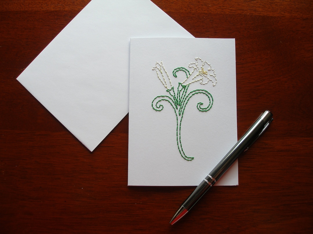 Easter Lily Card - Embroidered Easter Card - Easter Flower Card - Etsy