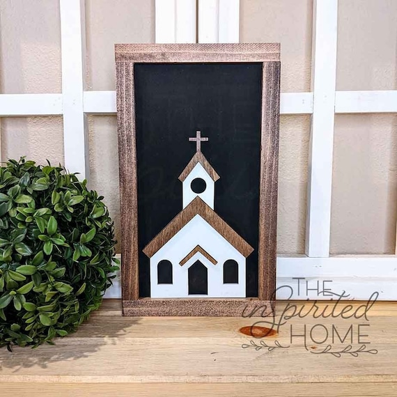 Wood Church Sign Rustic Christian Wall Art Mini Church - Etsy