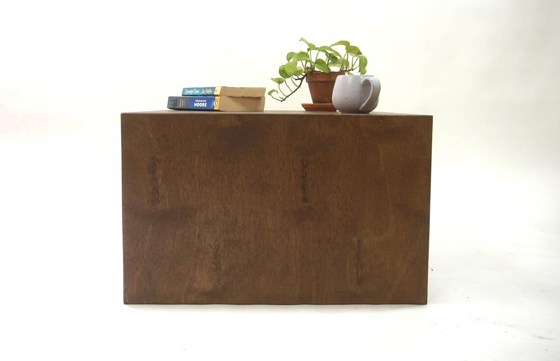 Square Coffee Table Low Modern Cube Solid Wood Table - Brown - Etsy