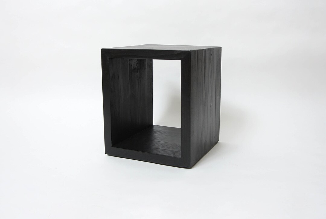 Solid Wood Stool , Simple Seating With Storage , Low Wood Table - Black ...
