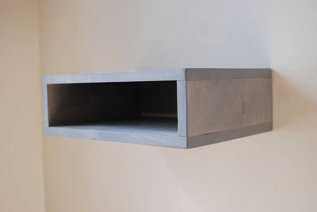 Gray Floating Shelf, Floating Nightstand, Bedroom Shelf, Side Table ...