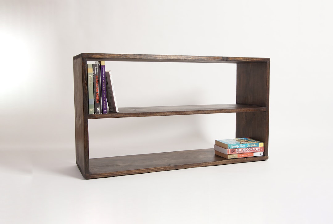 Rectangle Bookcase With Shelf Long Solid Wood Bookshelf Extra Storage ...