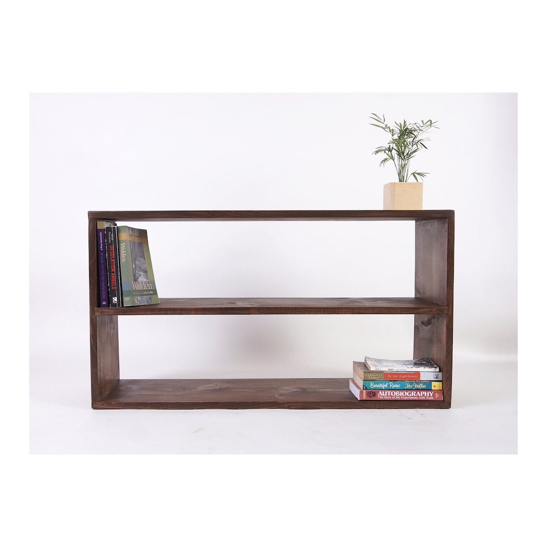 Solid Wood Bookcase: Low Modern Walnut Bookshelf - Etsy