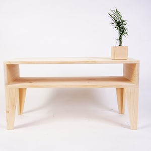 Modern Coffee Table With Angle Legs, Coffee Table With Extra Shelf, Low ...