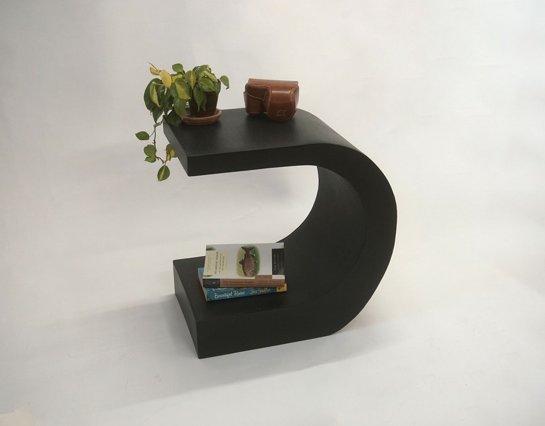 Crescent Nightstand Half Moon Shaped Curved Side Table Black - Etsy